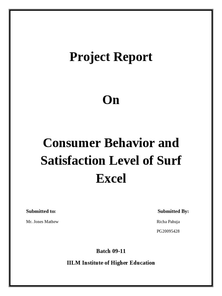 Surf Excel Consumer Insights | PDF | Customer Satisfaction | Survey ...
