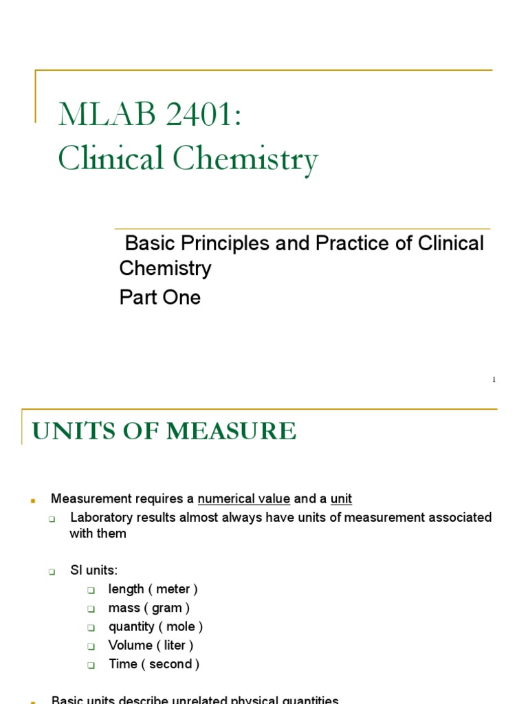 Clinical Chemistry: Principles and Practices | PDF | Solution | Mass ...