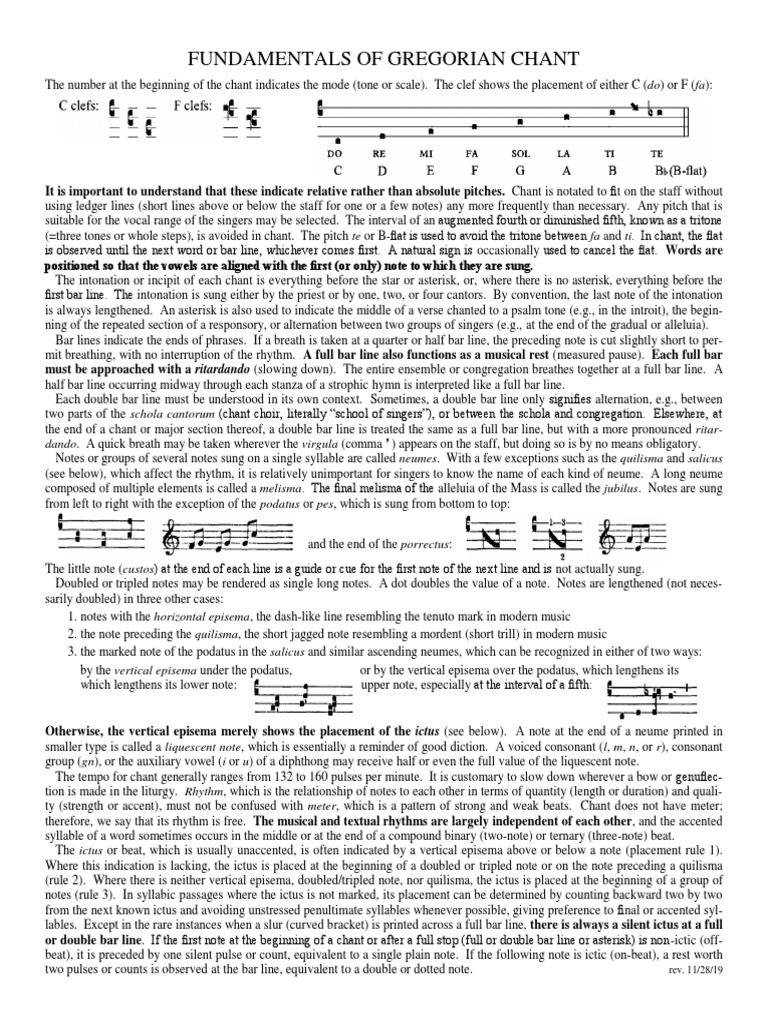 Fundamentals of Gregorian Chant | PDF | Gregorian Chant | English Language