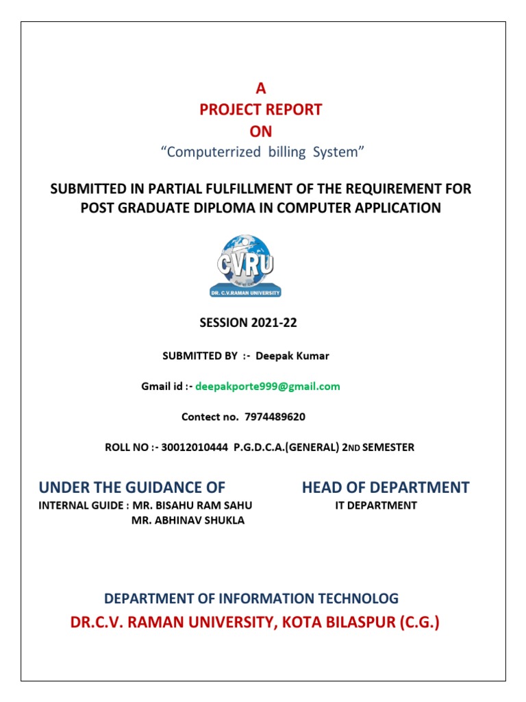 Computerized Billing System Project Report Summary | PDF | Invoice ...