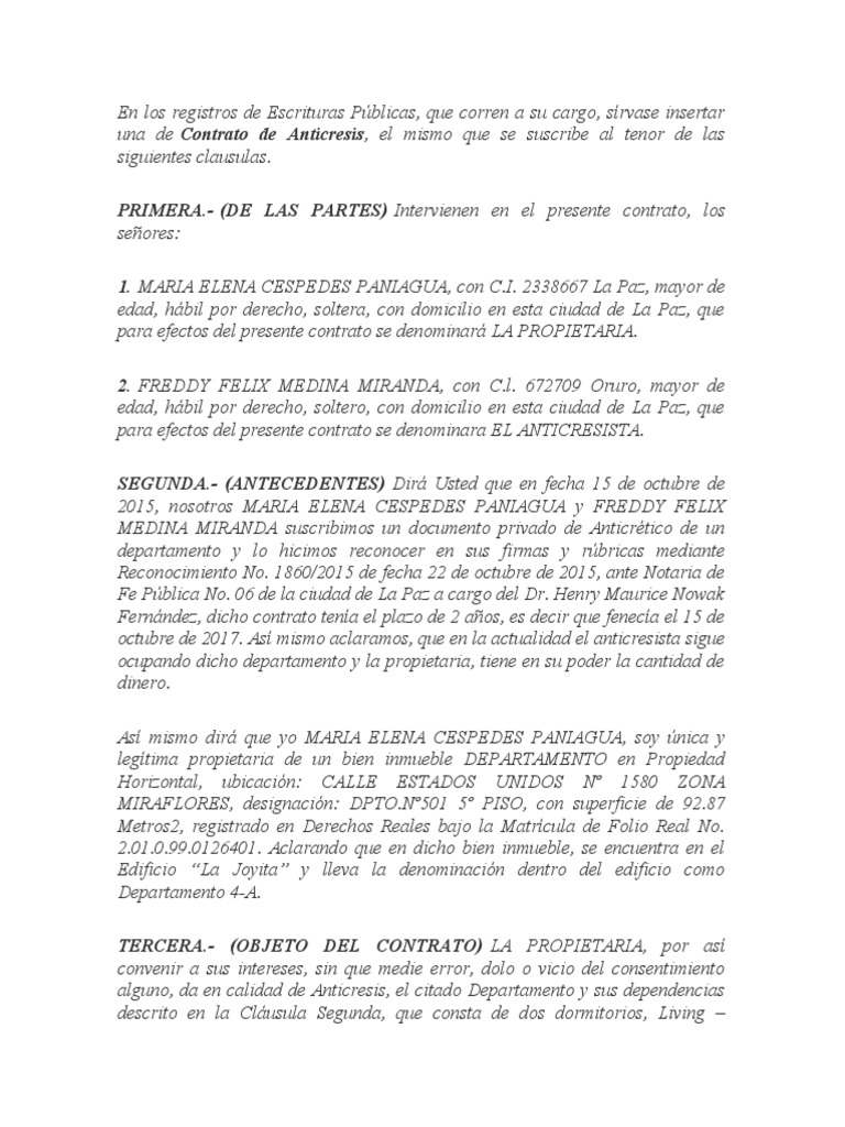 Anticretico | PDF | Conceptos legales | Derecho empresarial