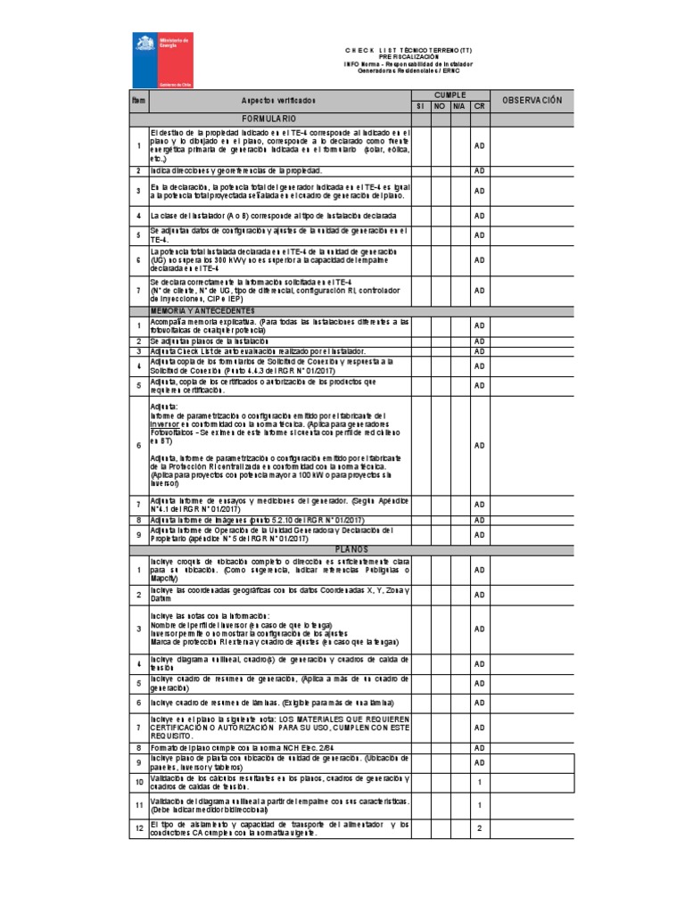 Checklist Alta Tension Gnral - 2019 - TT | Descargar gratis PDF ...