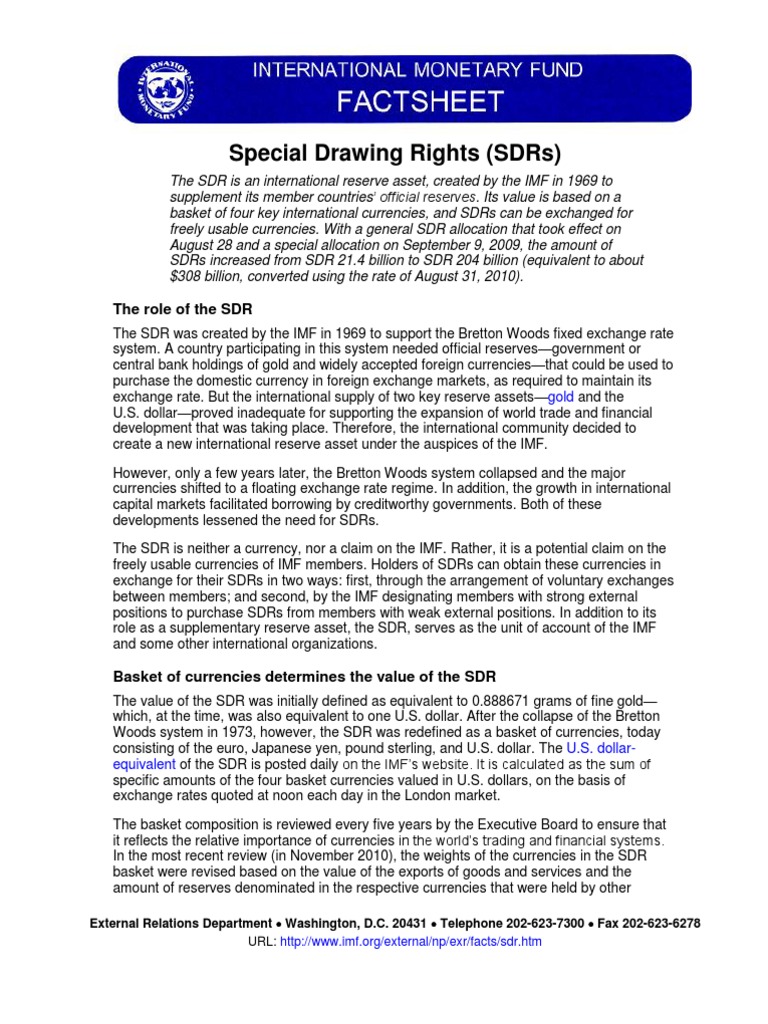IMF Special Drawing Rights Guide | PDF | Special Drawing Rights ...
