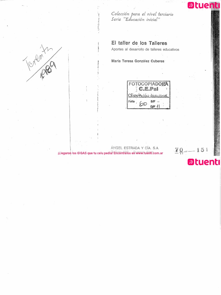 GONZALEZ CUBERES (1987) - El Taller de Los Talleres | PDF