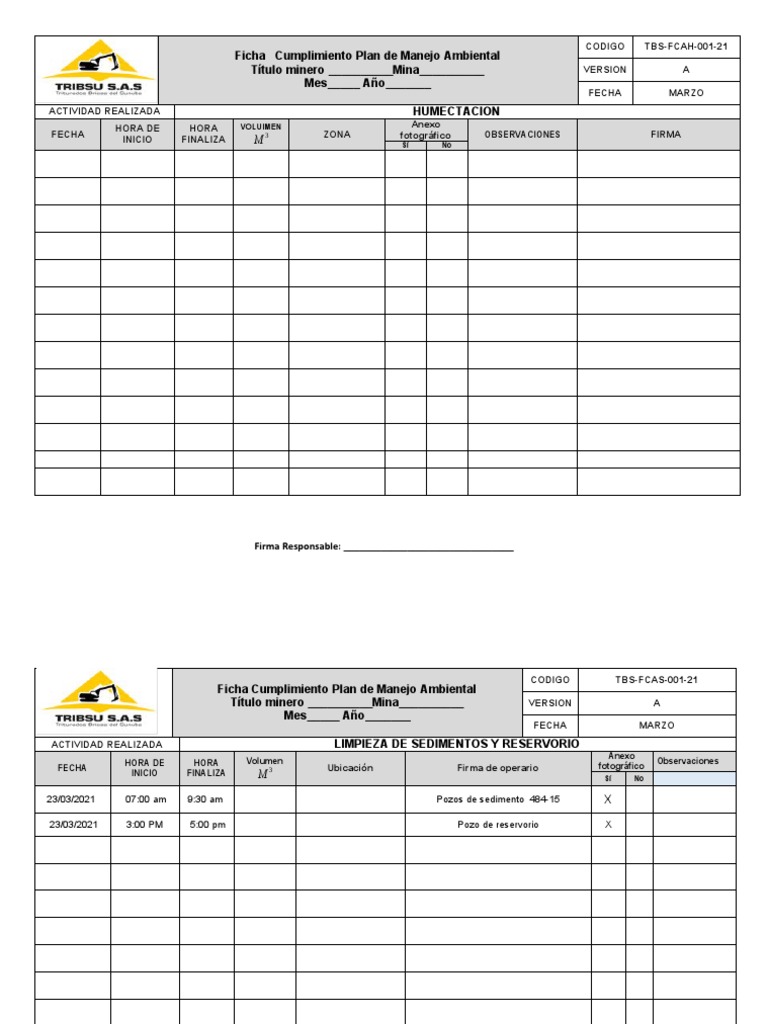 Formato Cumplimiento PMA 001 | PDF