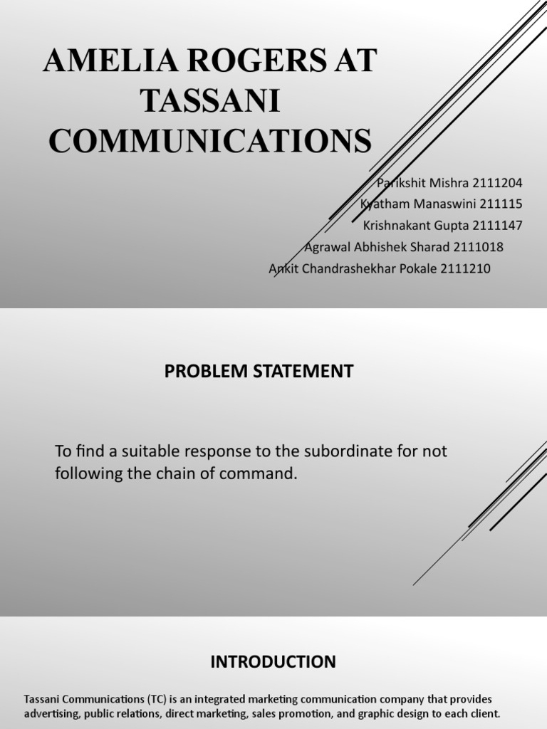 Amelia Rogers at Tassani Communications | PDF | Communication | Business