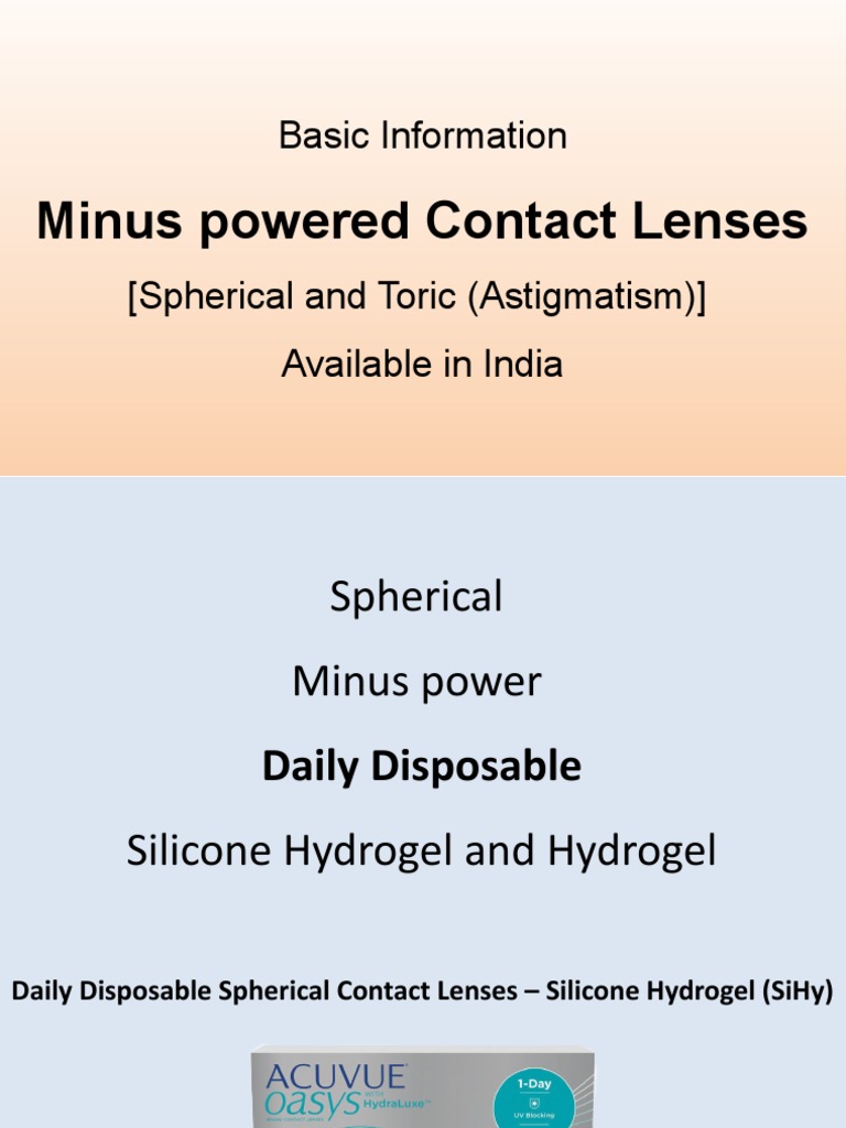 Minus Powered Contact Lenses in Indian Market | PDF | Contact Lens ...