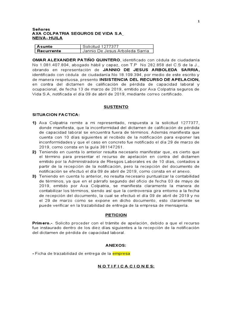 Solicitud Axa Colpatria | PDF