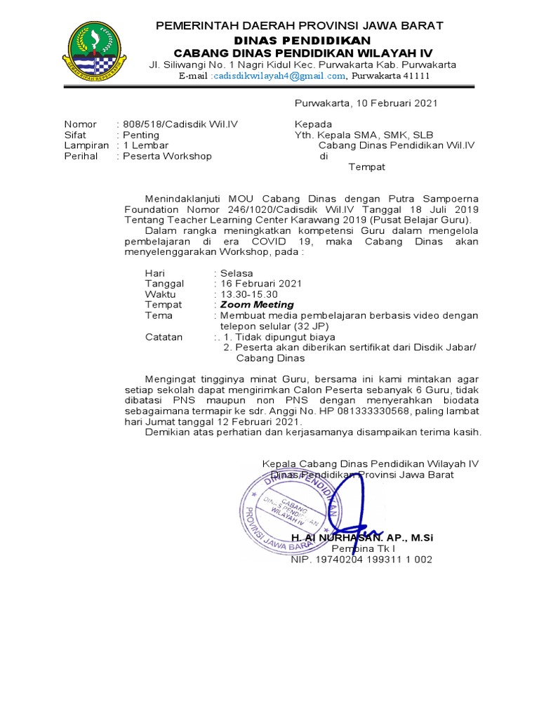 Pemberitahuan Webinar Program Pelatihan Guru | PDF