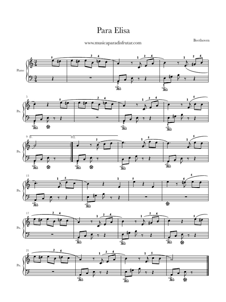 Partitura Piano - PARA ELISA - Beethoven | PDF