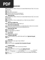 Welcoming Guest Script | PDF | Tableware | Waiting Staff