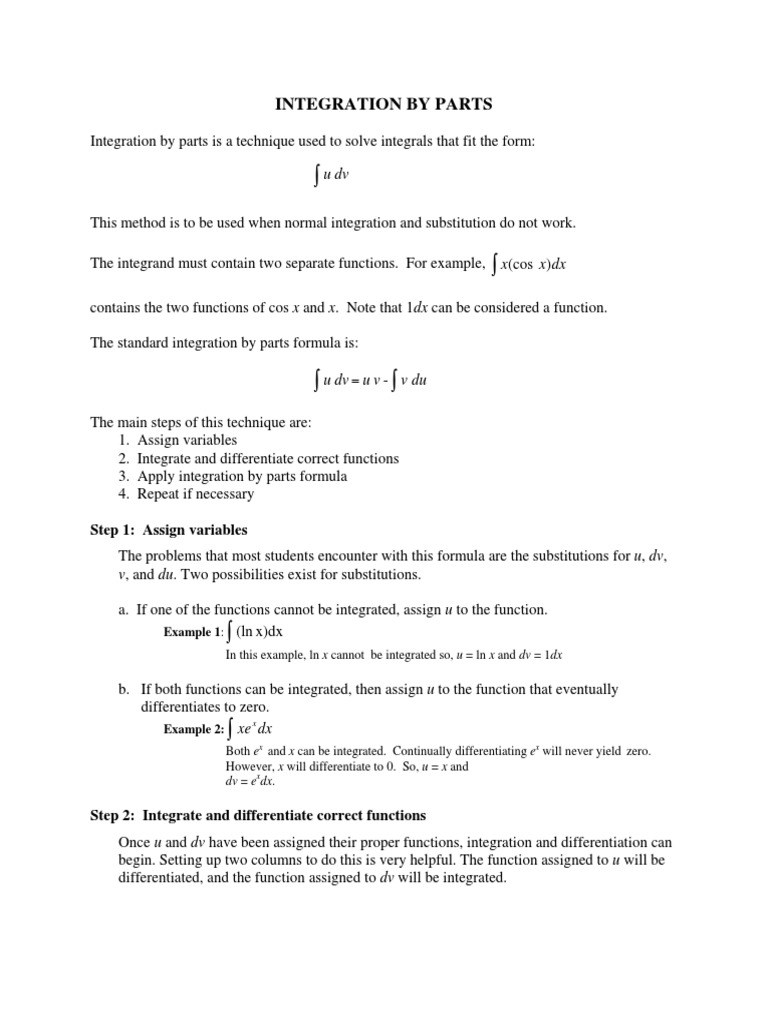 Integration by Parts Examples | PDF | Functions And Mappings ...