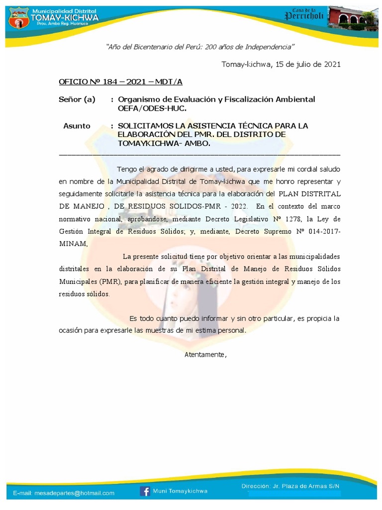 Oficio Oefa To | PDF