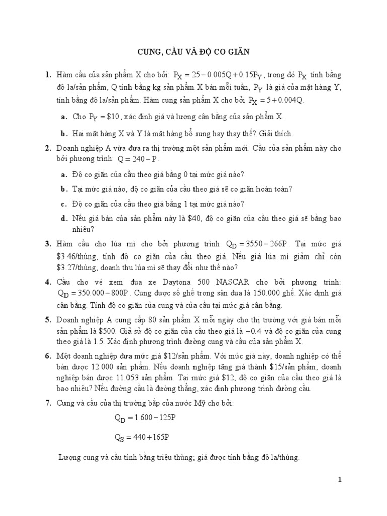 1 Exercises For Elasticity | PDF