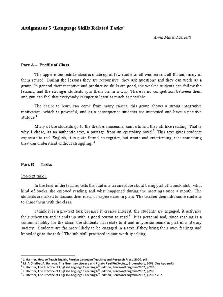 Assignment 3 Language Skills Related Tas | PDF | Language Education | Interview