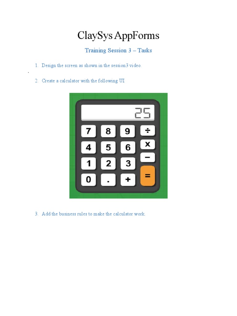 ClaySys AppForms Training: Calculator Tasks | PDF