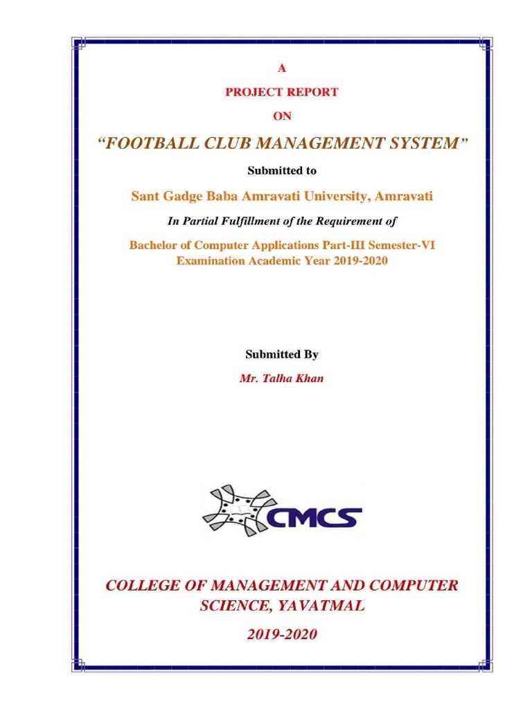 Report On Football Club Management System | PDF