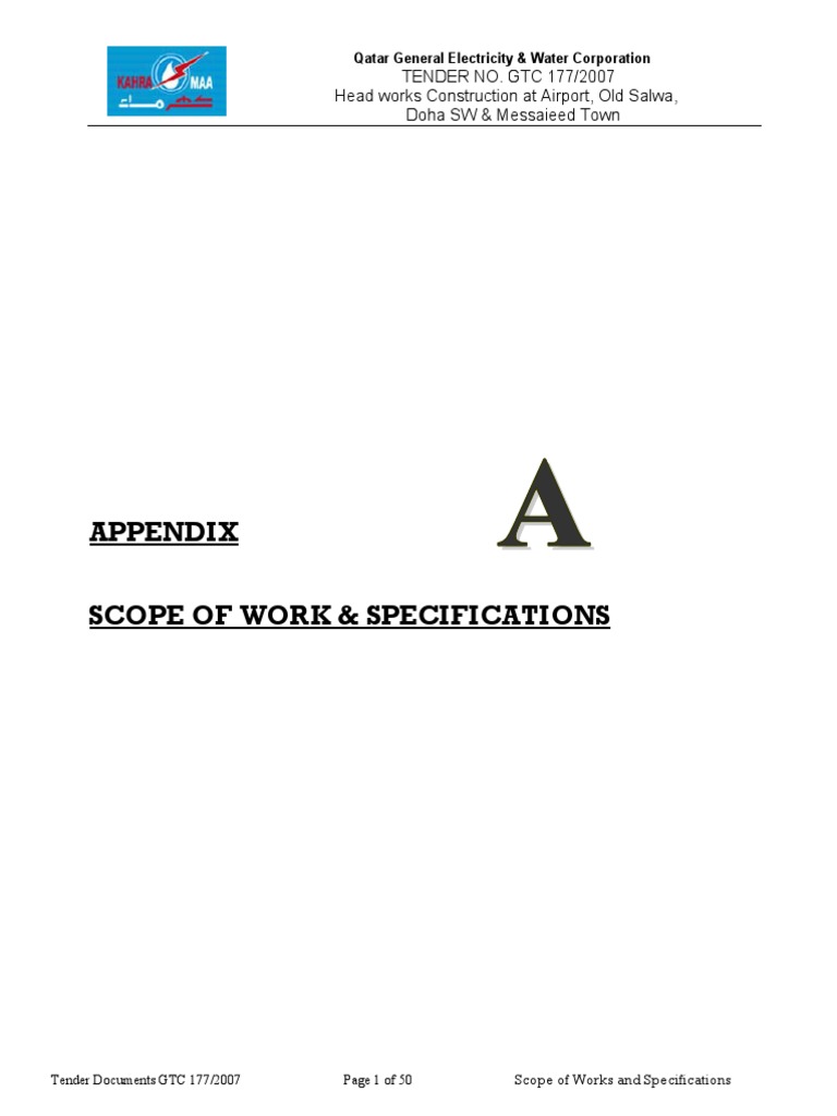 Appendix Scope of Work & Specifications | PDF | Valve | Pipe (Fluid ...