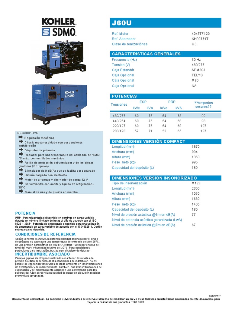 Generador eléctrico de 60Hz con motor John Deere 4045TF120 | PDF ...