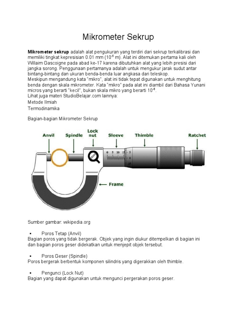 Mikrometer Sekrup | PDF | Metode & Bahan Ajar