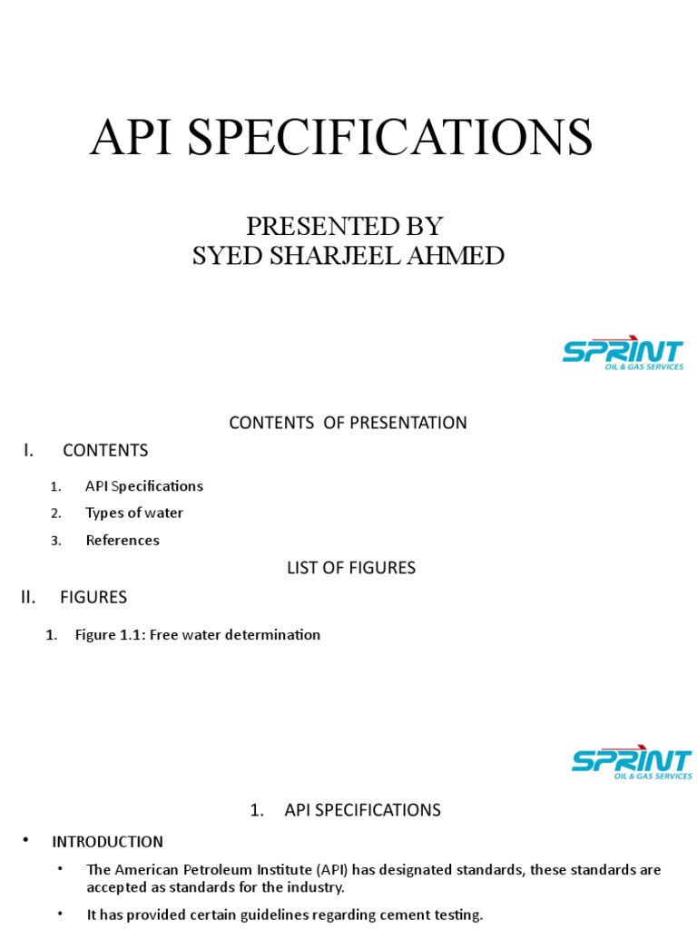 API Specifications - Sprint | PDF | Water | Materials