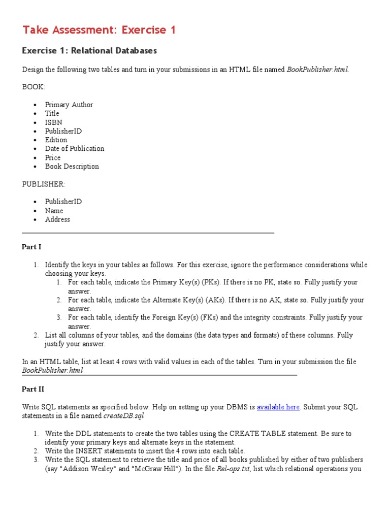 Exercises | PDF | Relational Database | Table (Database)