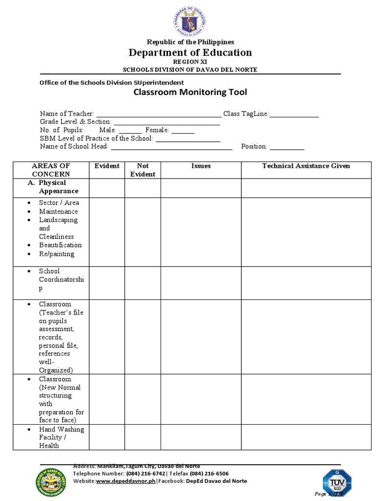 For Teacher Monitoring Tool | PDF | Behavior Modification | Learning
