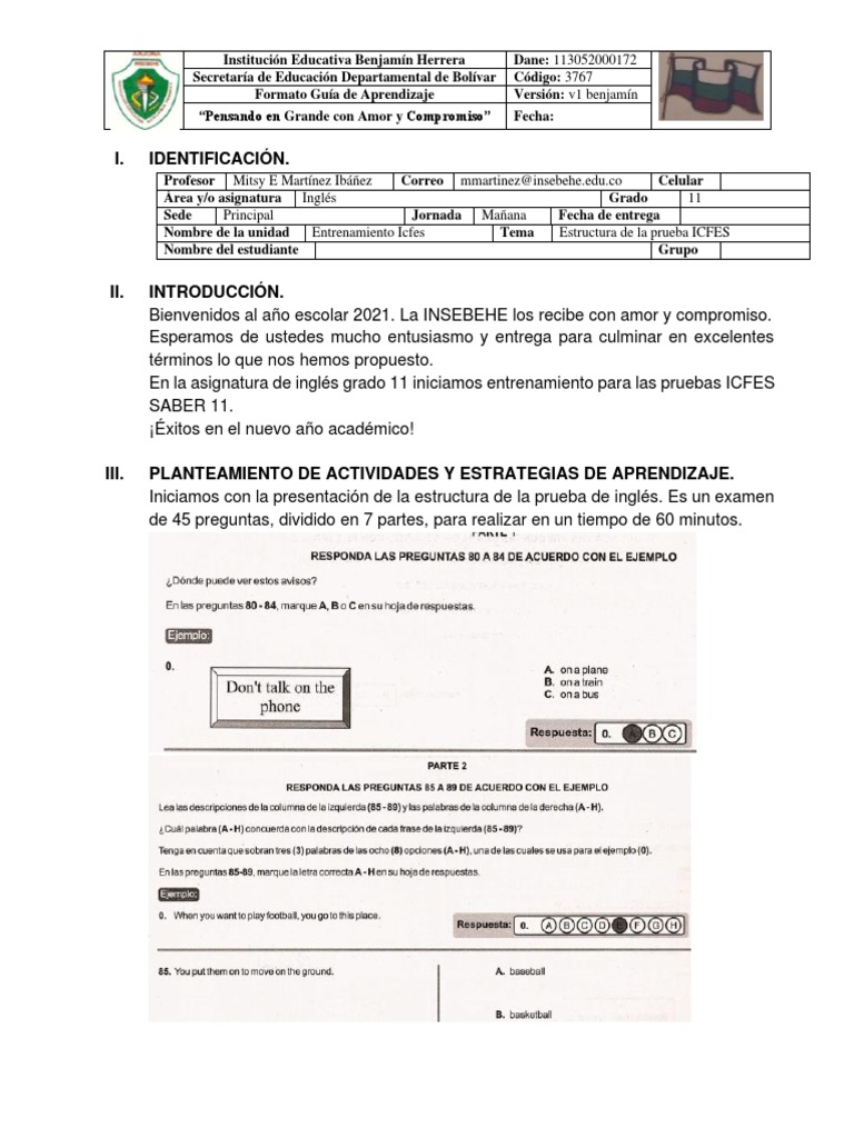 English Teacher's Guide for ICFES Preparation | PDF