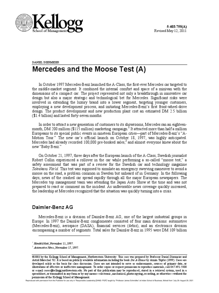 12.mercedes and The Moose Test (A) | PDF | Mercedes Benz | Motor Vehicle