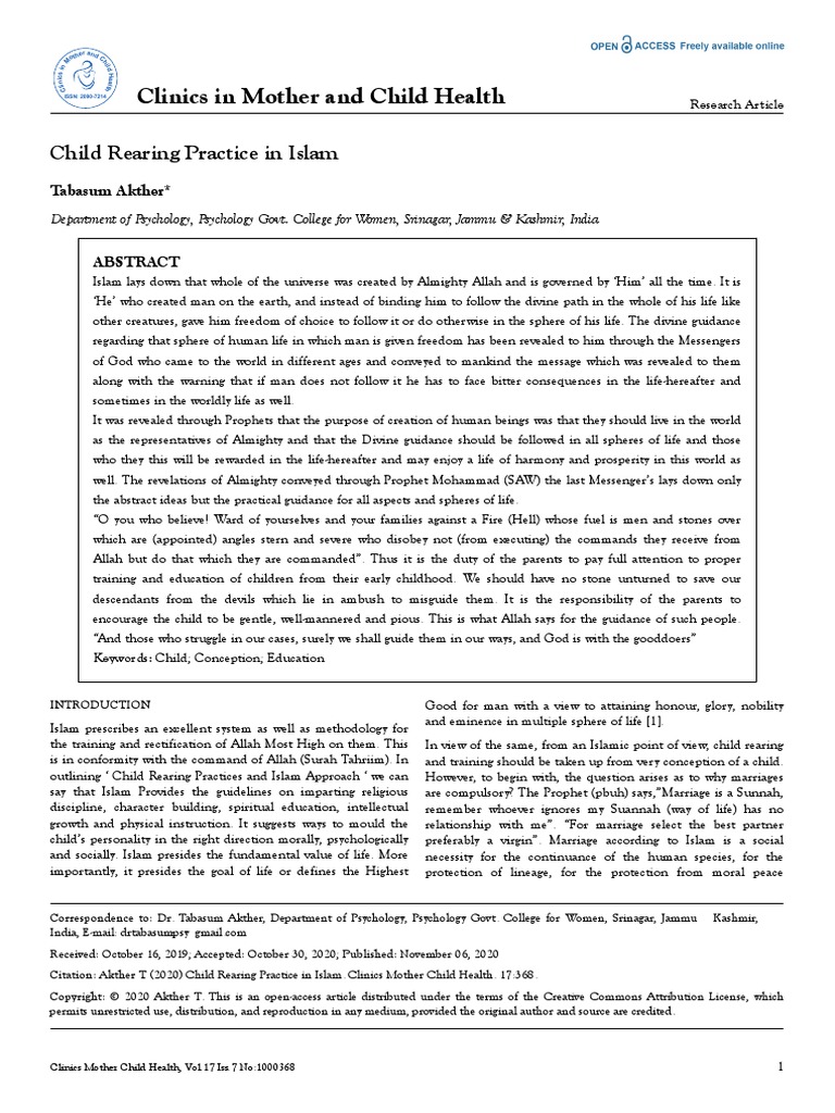 Child Rearing Practice in Islam | PDF | Prophets And Messengers In ...