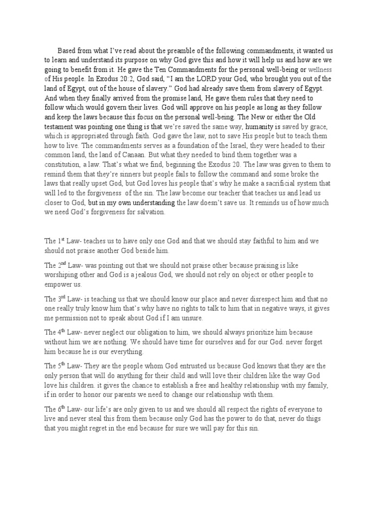 Reflection on the Ten Commandments | PDF | Ten Commandments | Book Of ...
