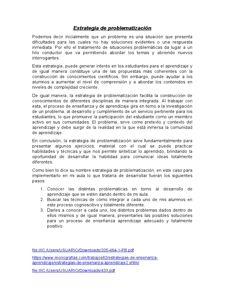 Estrategia de Problematización | PDF