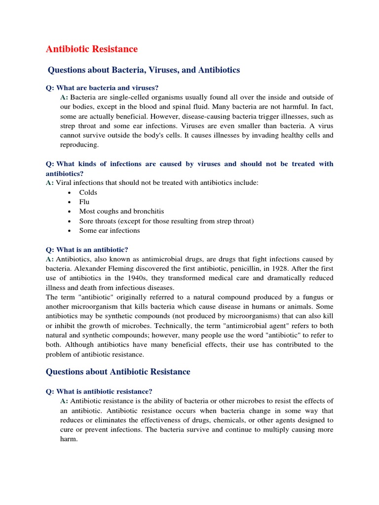 Antibiotic Resistance Questions | PDF | Antimicrobial Resistance ...