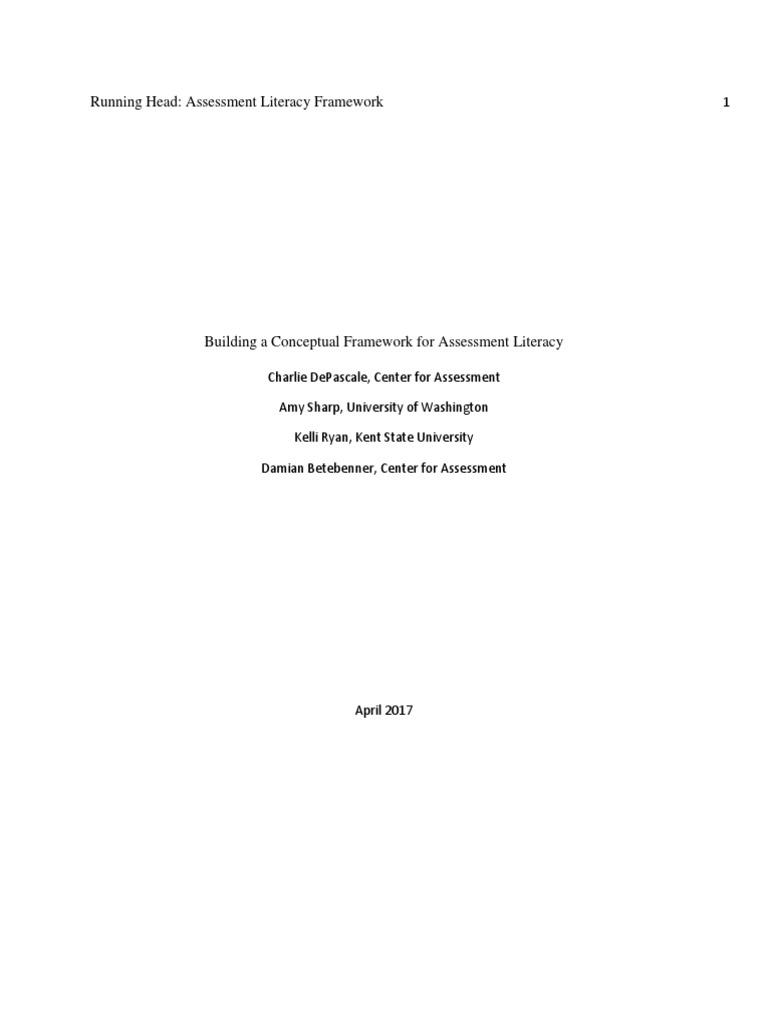 Applying A Conceptual Framework For Assessment Literacy | PDF ...