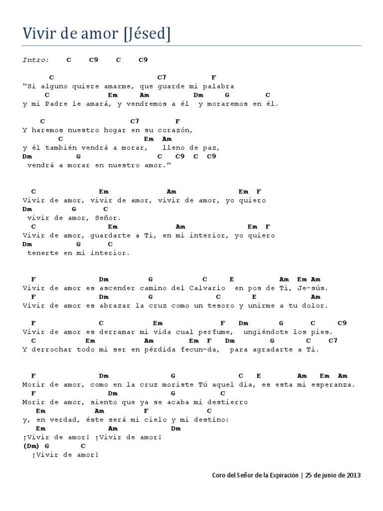 Vivir de Amor (Jesed) - Acordes | PDF