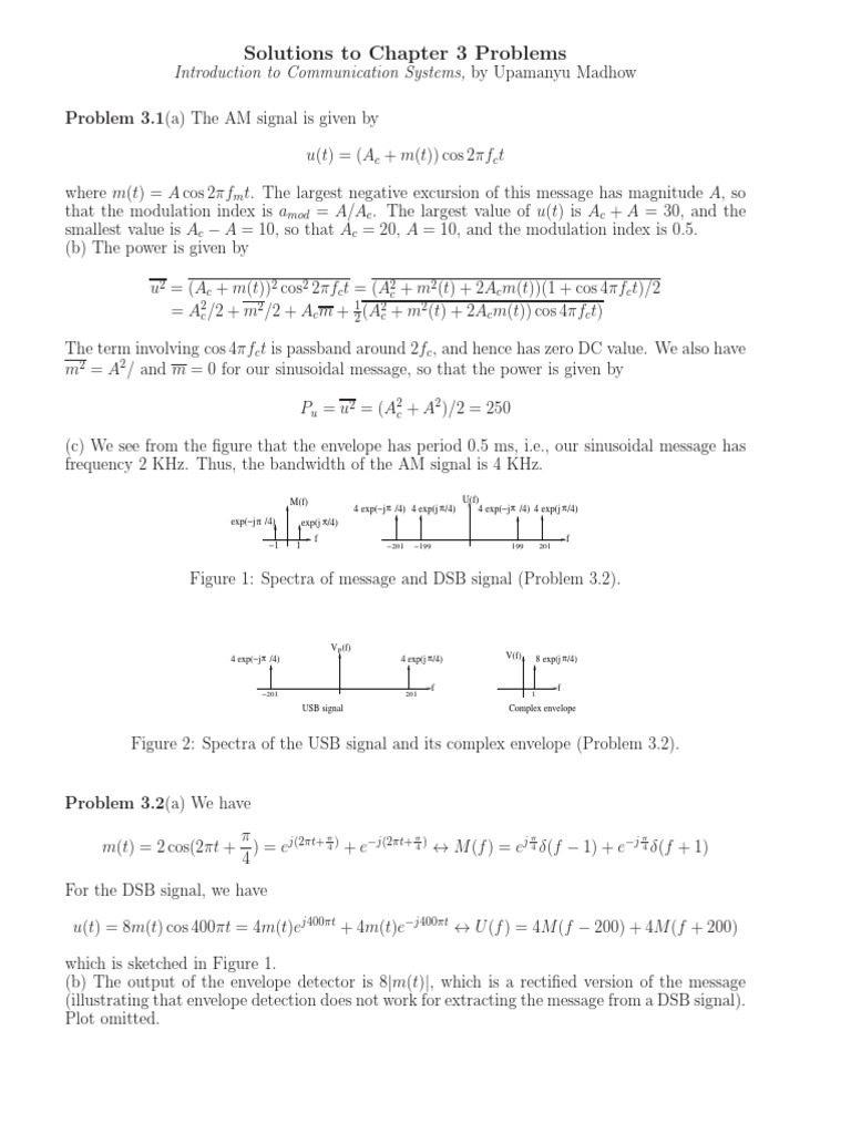 Solns Ch3 PDF | PDF | Frequency Modulation | Spectral Density