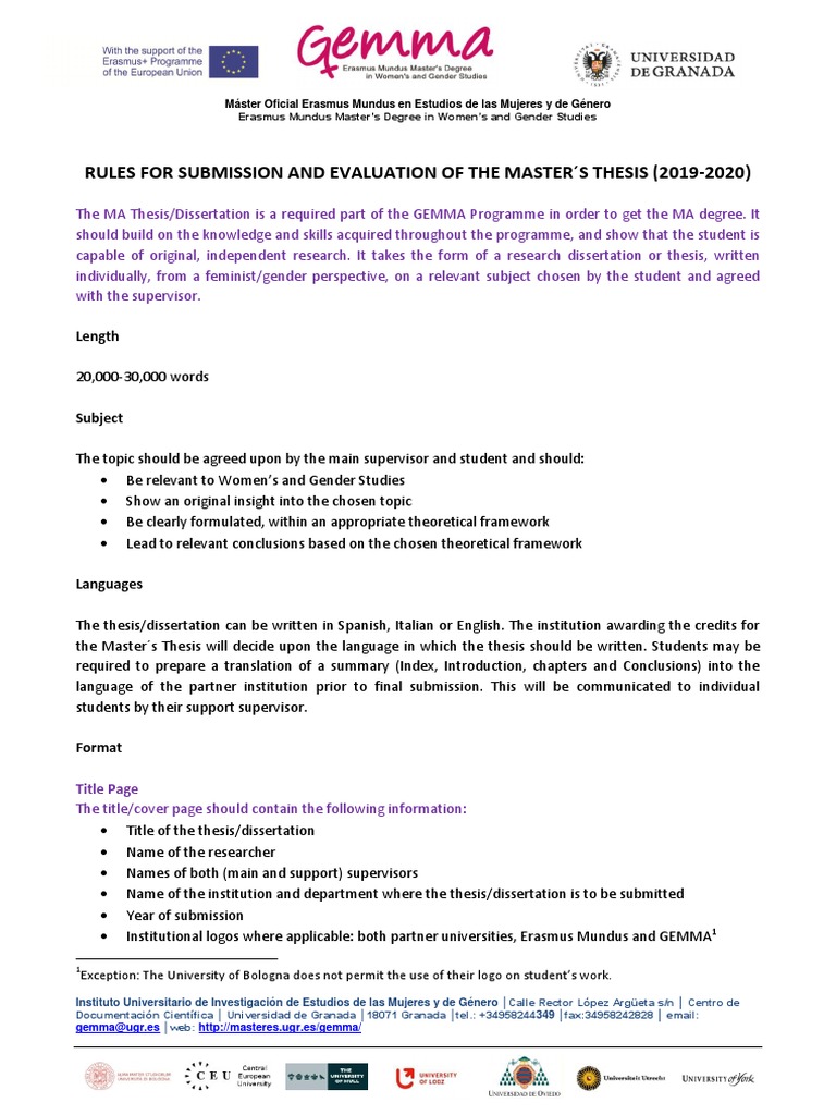 Thesis Submission Rules and Deadlines 2019-2020 | PDF | Thesis ...