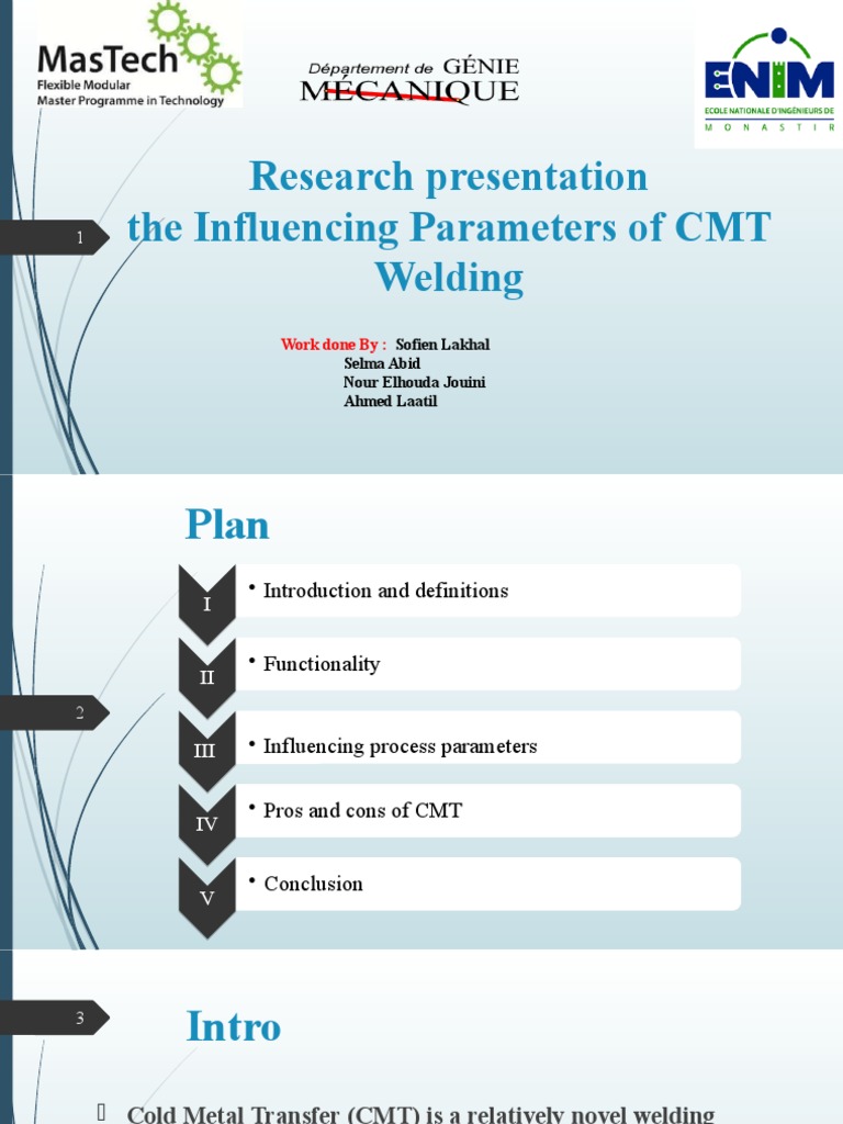 Research Presentation The Influencing Parameters of CMT Welding | PDF ...