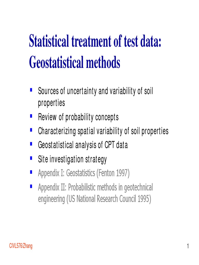 Statistical Treatment of Test Data: Geostatistical Methods | PDF ...