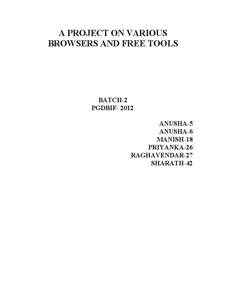 A Project On Various Browsers and Free Tools | PDF | Internet Explorer ...