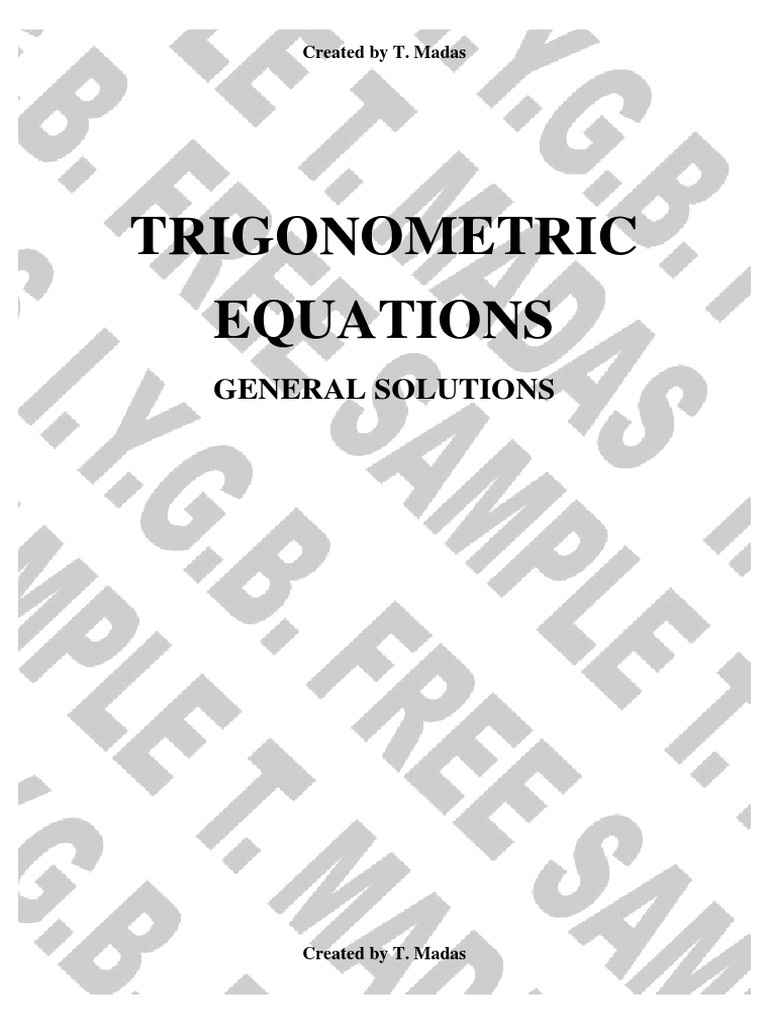 General Solutions of Trigonometric Equations | PDF | Trigonometric ...