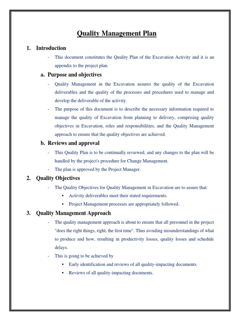 QMP Excavation | PDF | Quality Management | Project Management