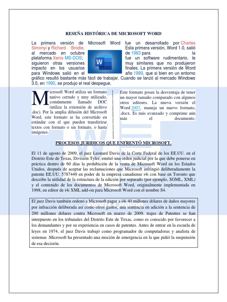 Reseña Histórica de Microsoft Word | PDF | Microsoft Word | Informática