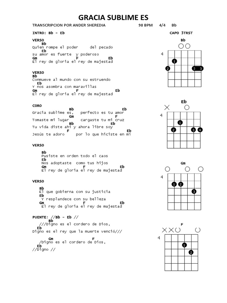 Gracia Sublime Letra y Acordes PDF | PDF