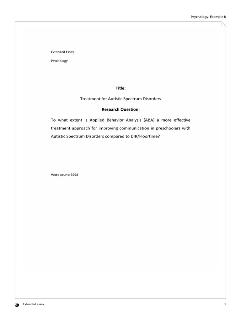Psychology: Example B: Extended Essay 1 | PDF