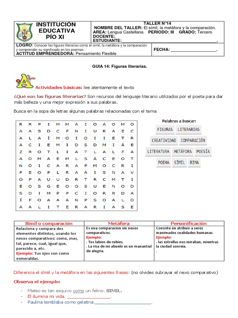 El Símil, La Metáfora y La Personificacion. 3° 2021. | PDF | Metáfora