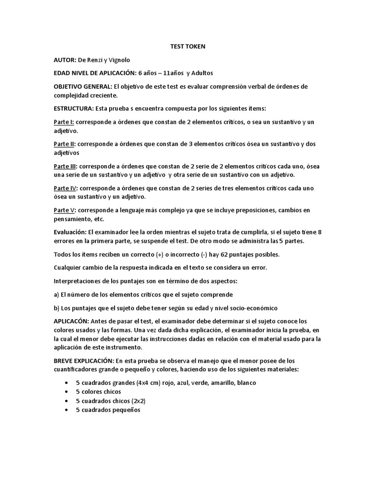 Evaluación de la comprensión verbal de órdenes de complejidad creciente ...