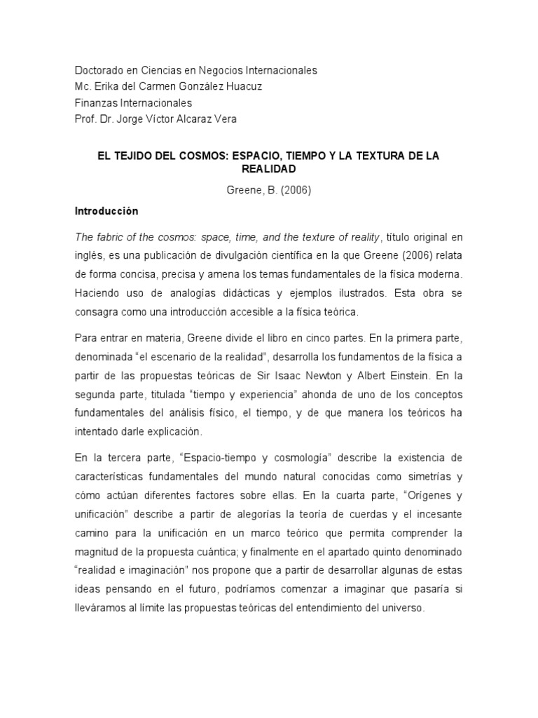 El Tejido Del Cosmos | Descargar gratis PDF | Espacio | Hora