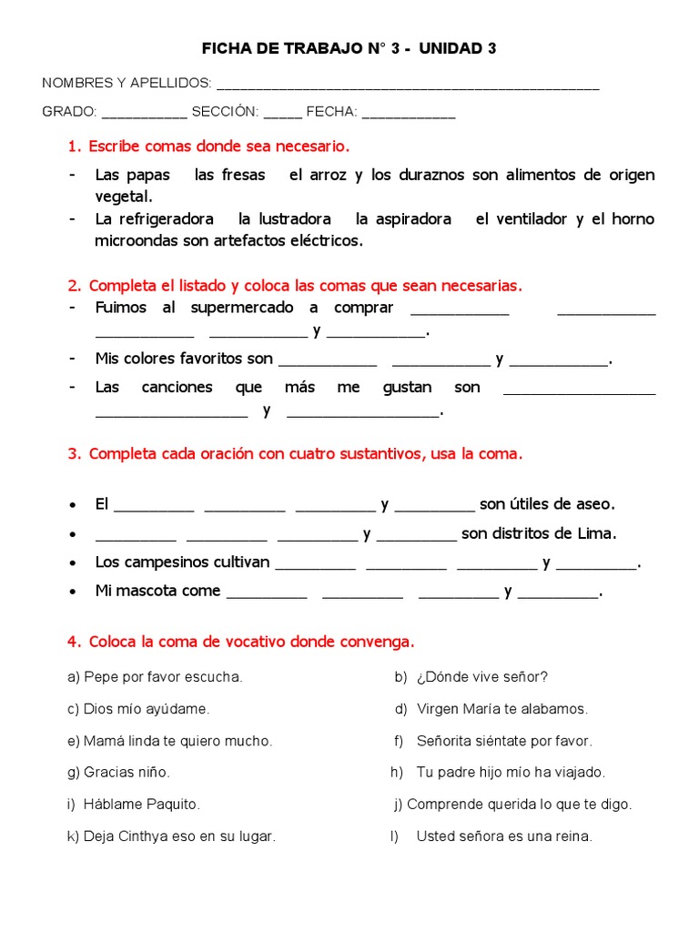 Ficha 3 Unidad 3 | PDF