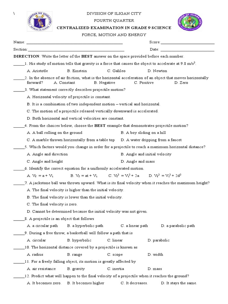 Analysis of Student Performance on a Grade 9 Science Examination ...